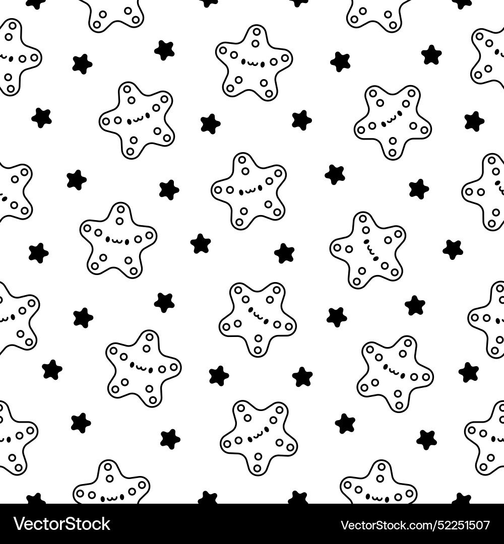 Cute kawaii sea shell coloring page Royalty Free Vector