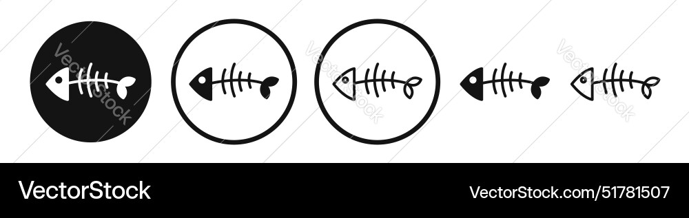 Fish bones icon set black filled and outlined Vector Image