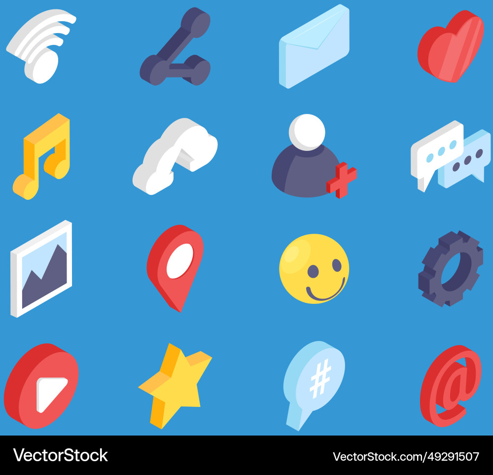 Icons for mobile devices set social media Vector Image