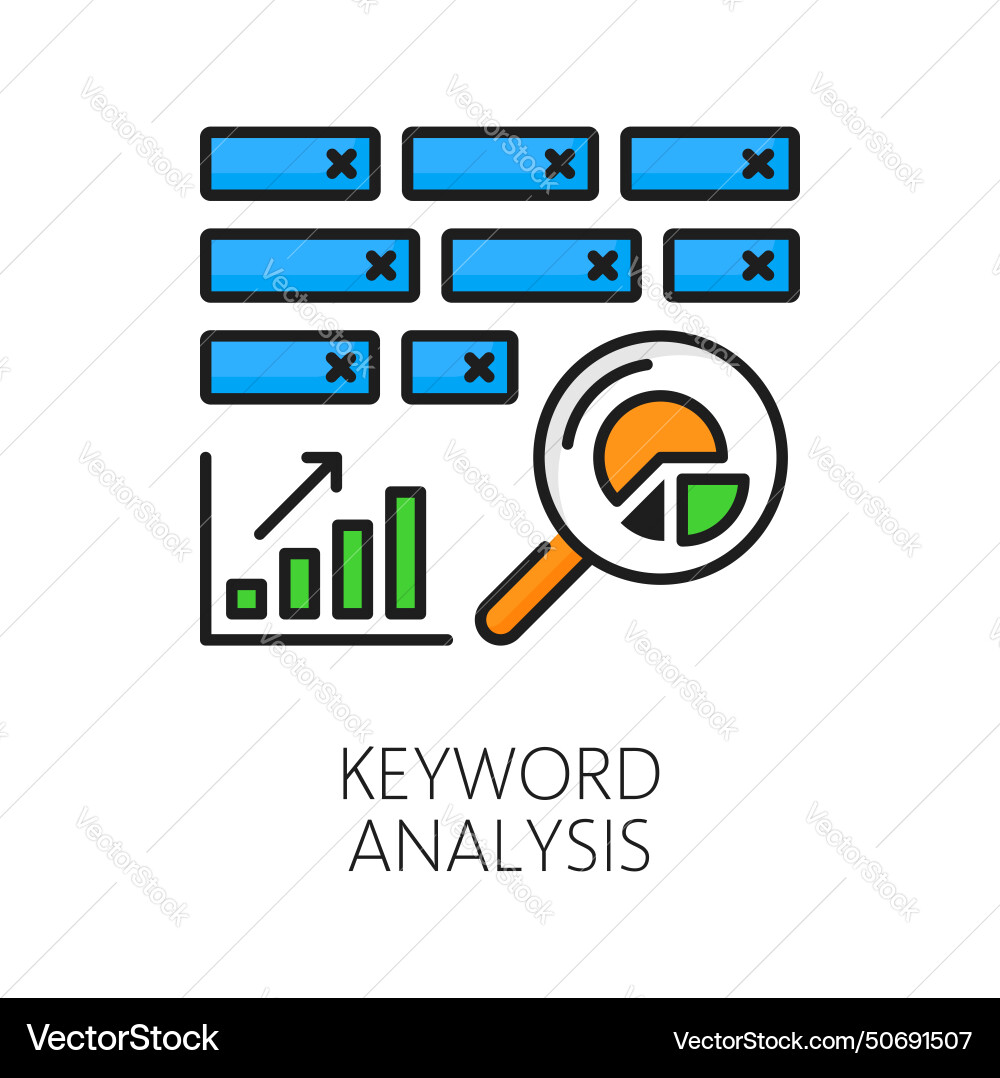 Keyword analysis web audit outline color icon Vector Image