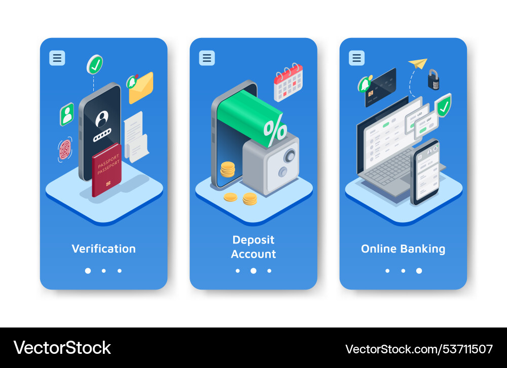 Mobile and digital banking services app interface Vector Image