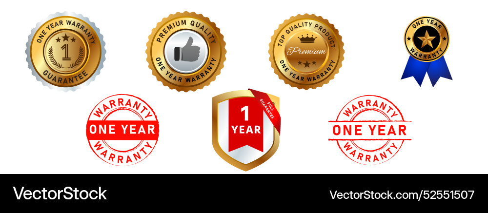 One year warranty stamp collection guarantee Vector Image