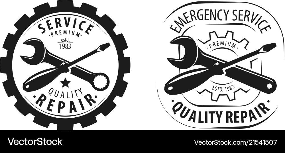 Service repair logo or label tools symbol Vector Image
