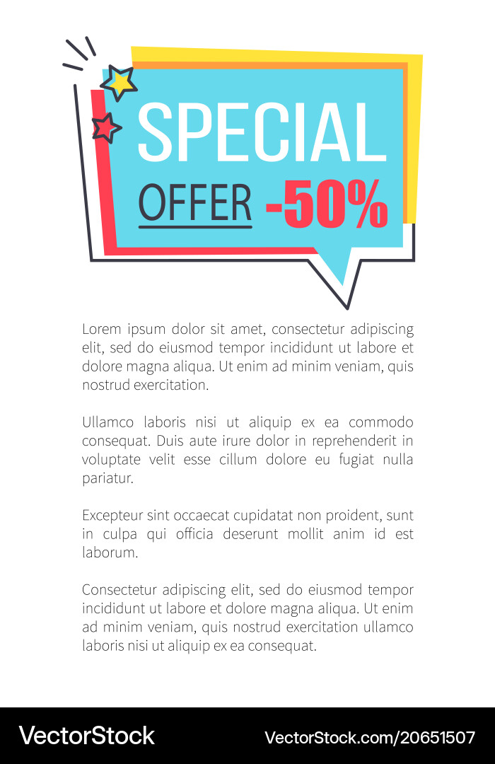 Special offer promo sticker in square frame bubble