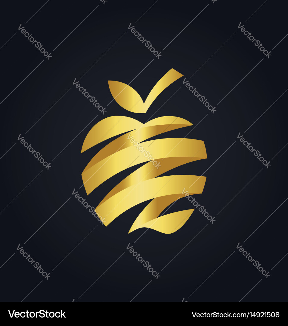 Golden Apple Ribbon Fresh Royalty Free Vector Image