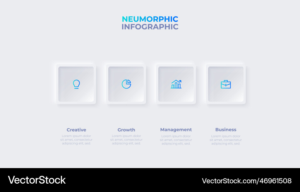 Light neumorphic horizontal progress diagram Vector Image