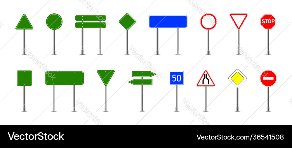 Traffic Street Signs Collection Royalty Free Vector Image
