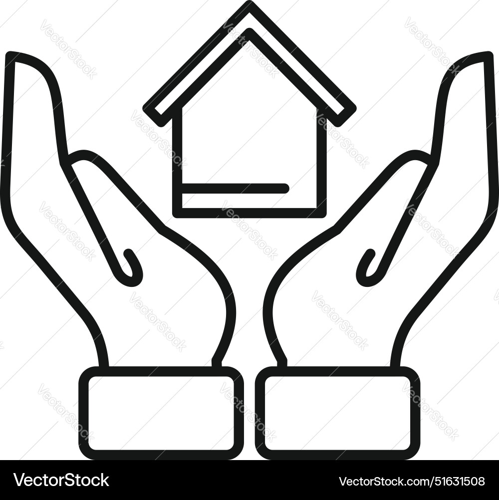 Two hands protecting house icon for insurance Vector Image