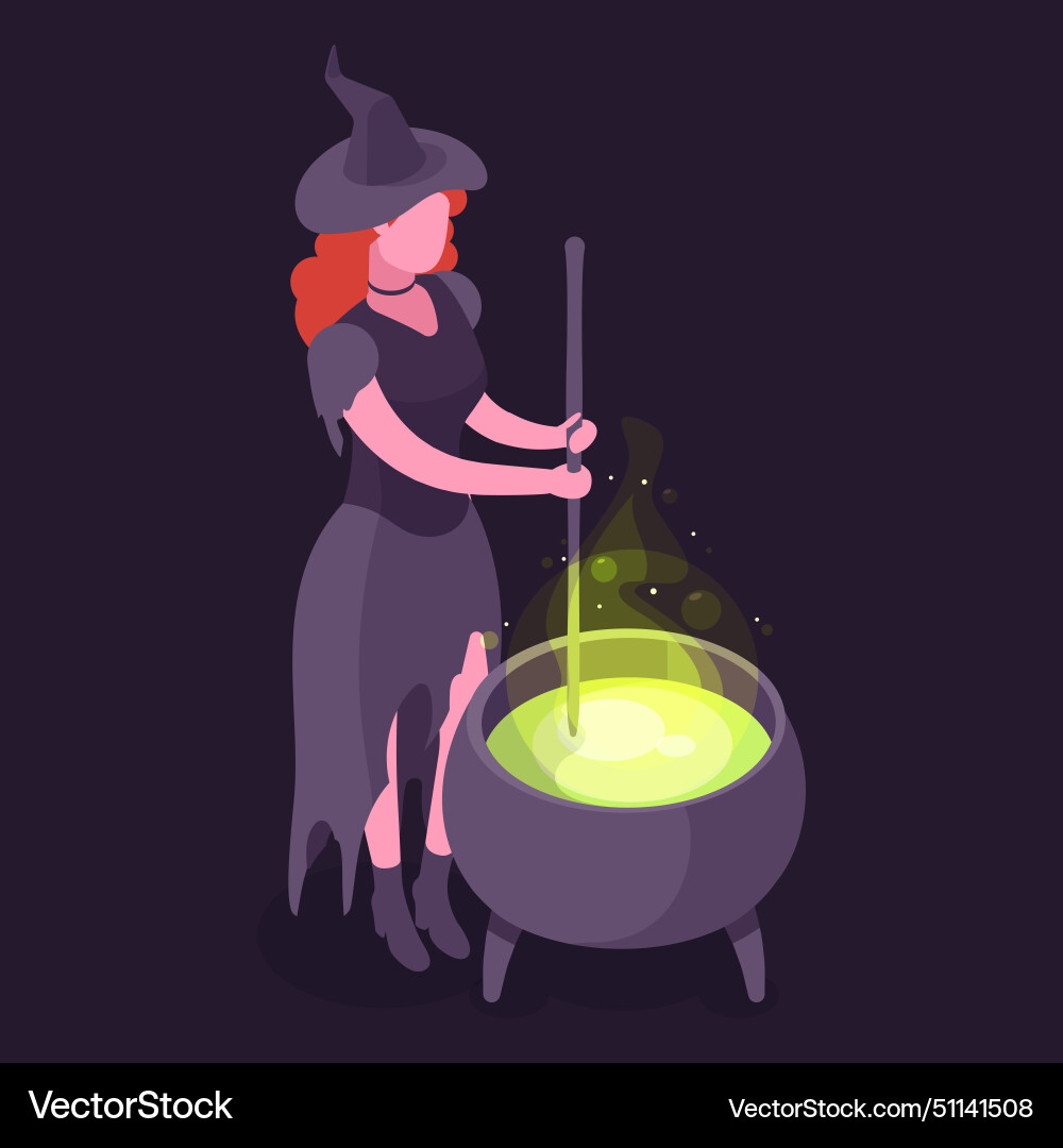 Witch brews potion isometric witchcraft magician Vector Image