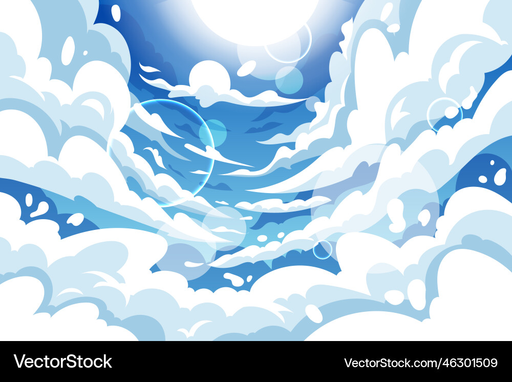 Cartoon sky clouds panoramic backdrop for kid Vector Image