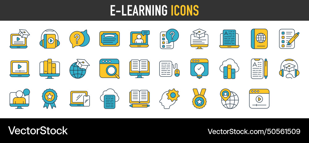 E-learning icon set Royalty Free Vector Image - VectorStock