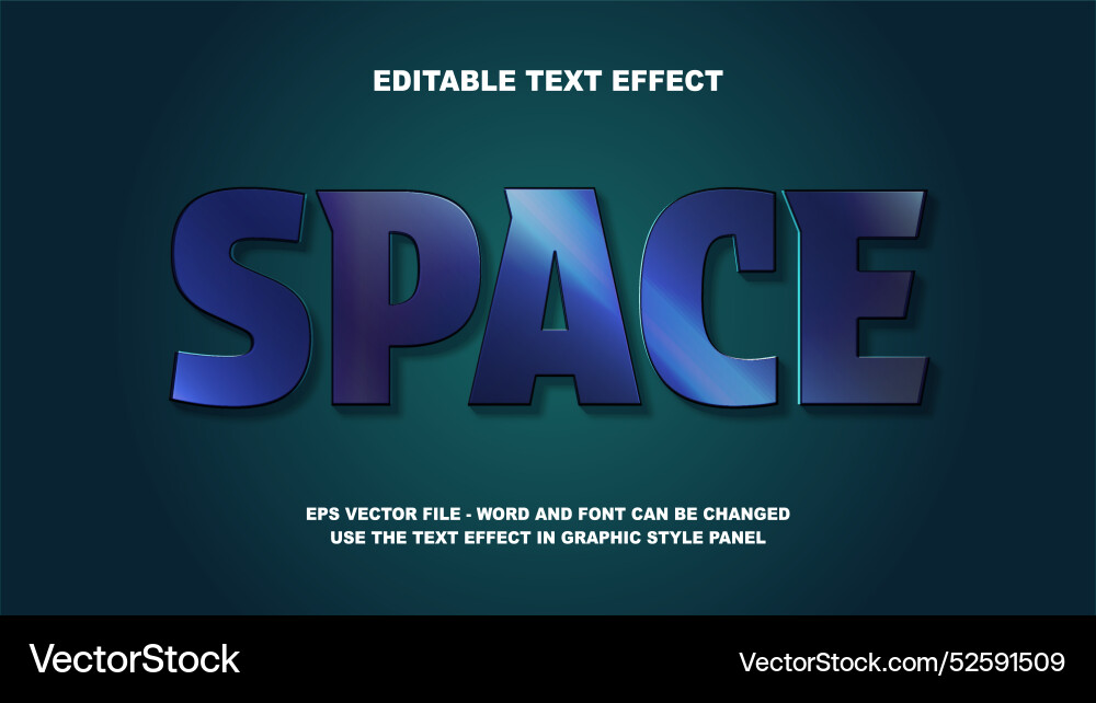 Editable text effect space 3d template Royalty Free Vector