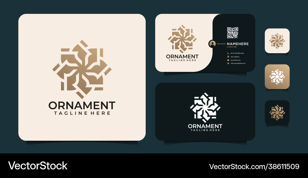 Gradient gold floral Mandala Spa Muster Logo Vektorbild