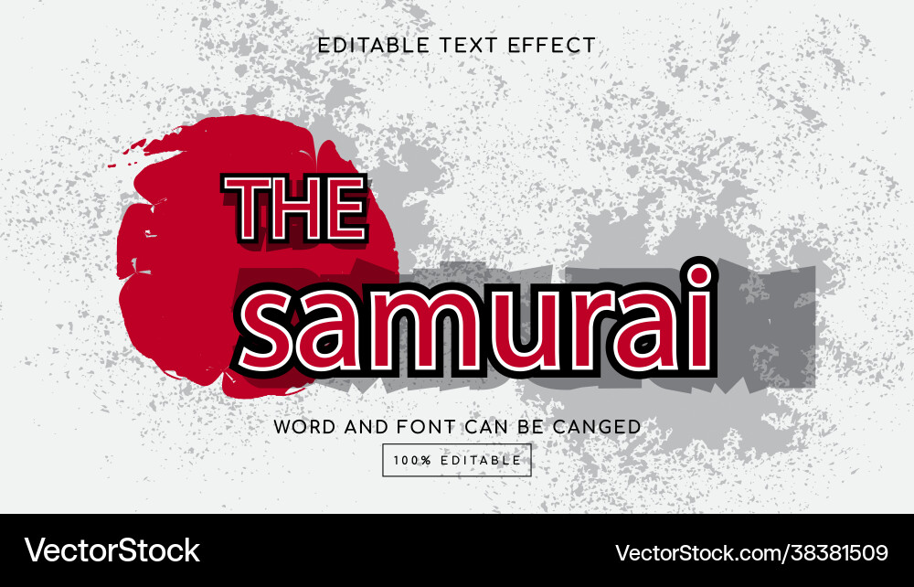 Samurai 3d editable text effect template Vector Image