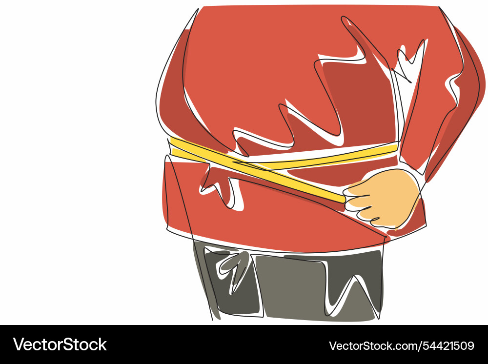 Single one line drawing obese stomach wrapped Vector Image