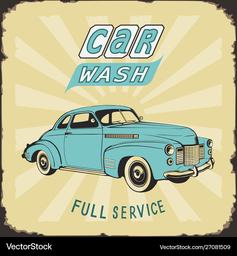 Vintage Car Wash Sign Royalty Free Vector Image