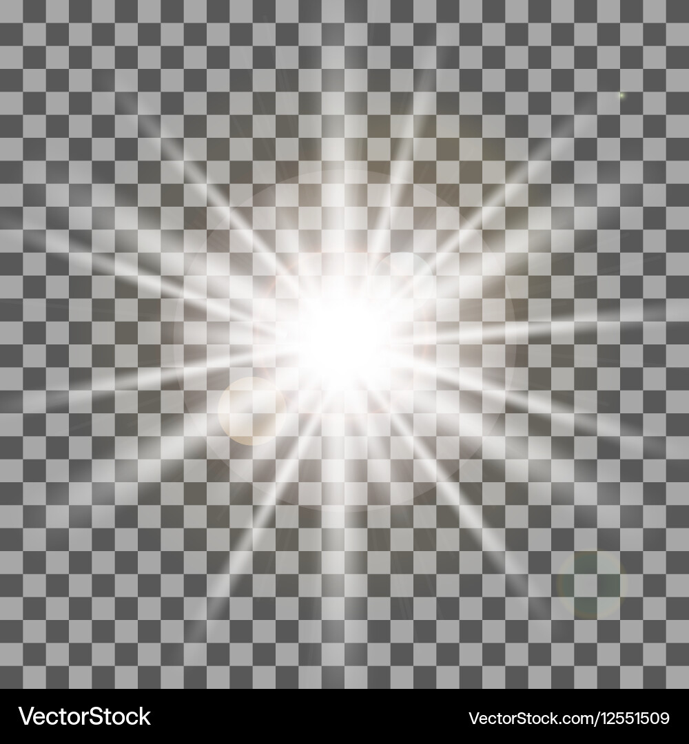 White rays light effect isolated on transparent Vector Image