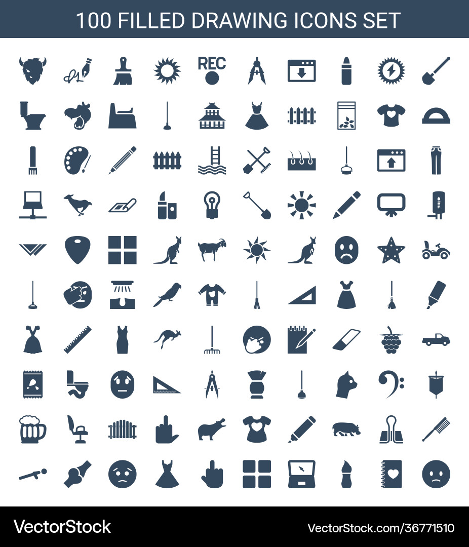 100 drawing icons Royalty Free Vector Image - VectorStock