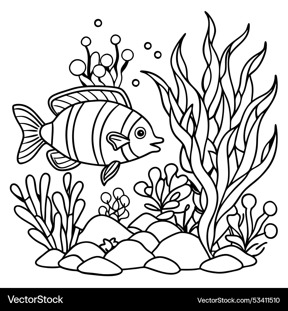 A fish outline design Royalty Free Vector Image