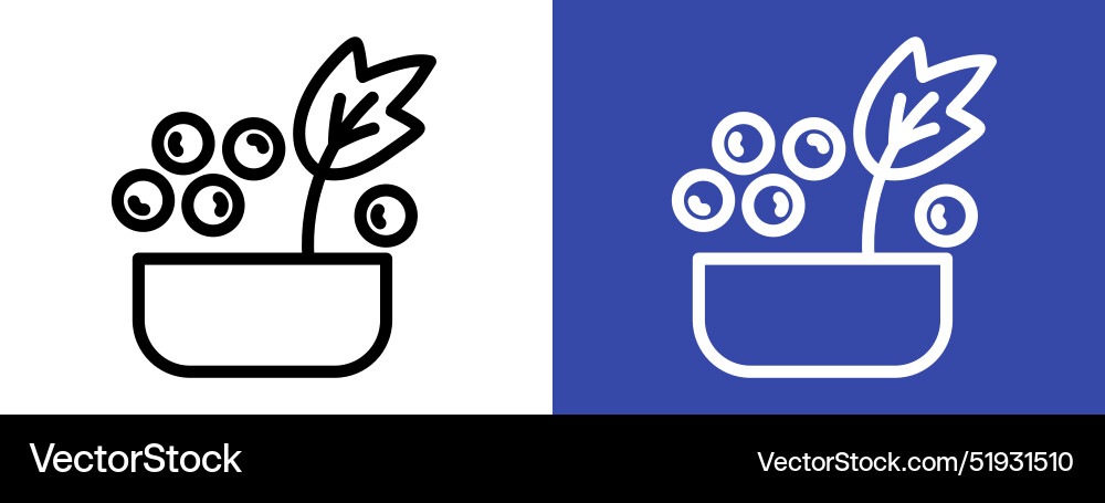 Berry shrubs and vines icon logo set Royalty Free Vector