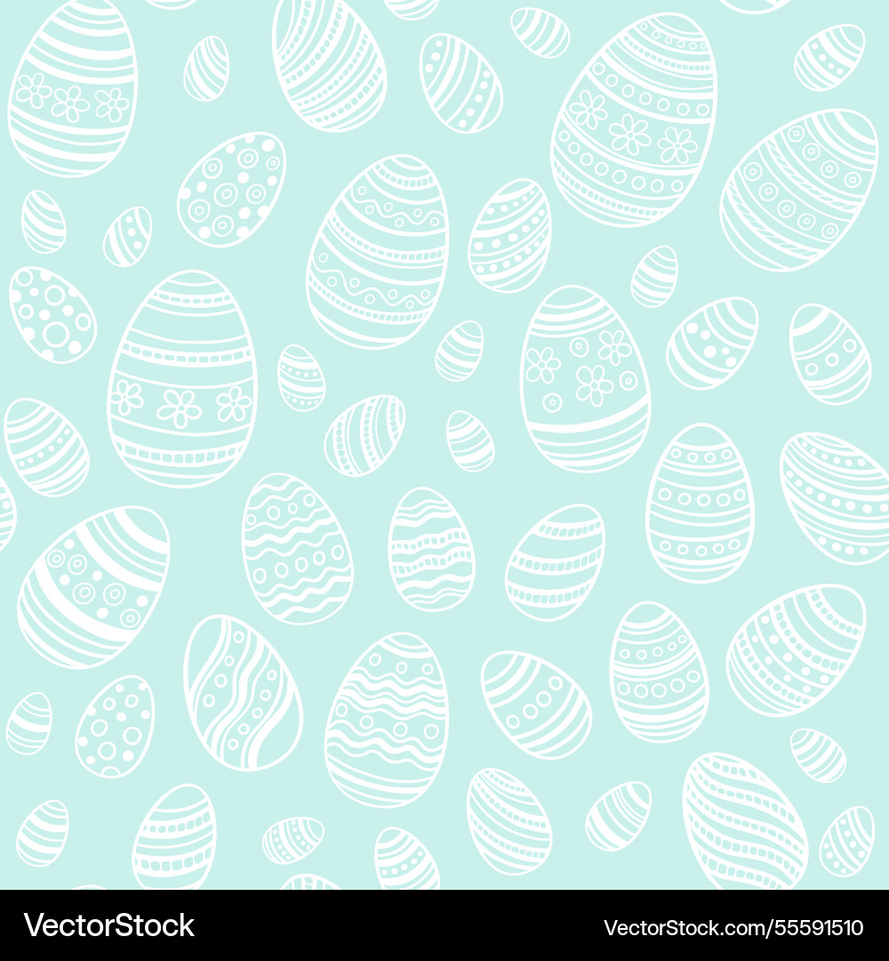 Blue and white easter egg seamless patterns line Vector Image