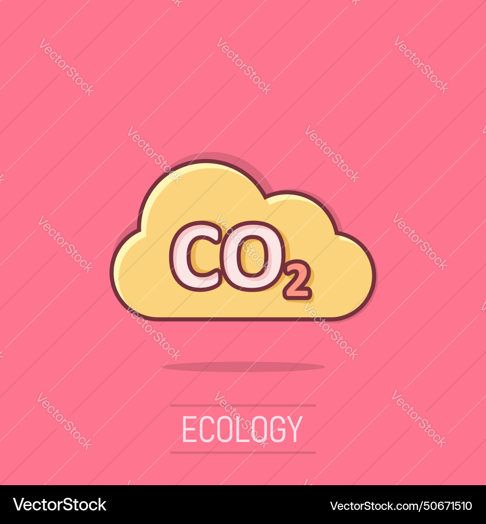 Co2 emission icon in comic style cloud disaster Vector Image