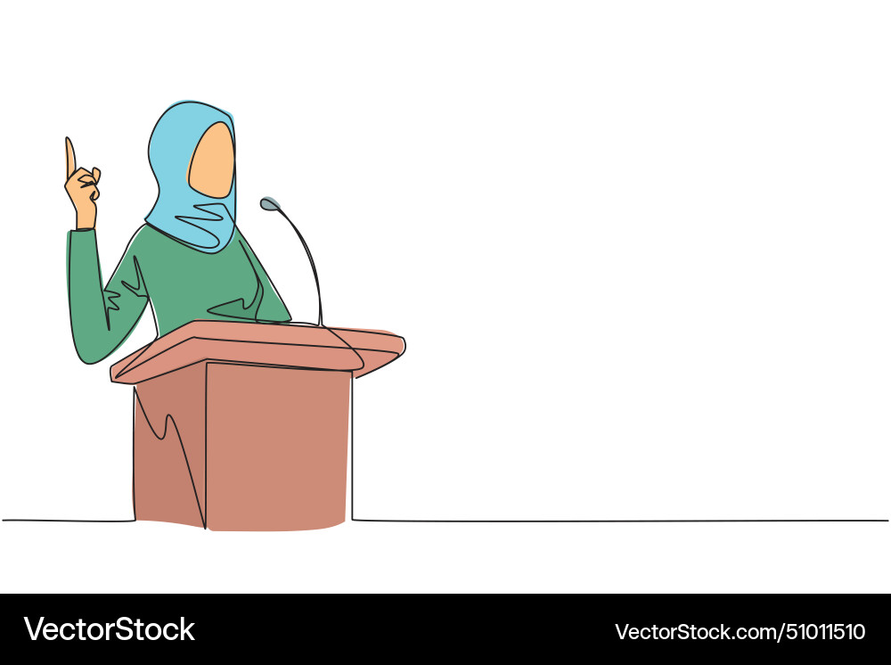 Continuous one line drawing arabian businesswoman Vector Image