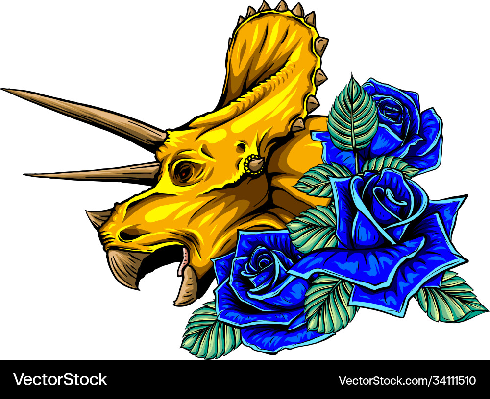Dinosaur and roses frame design concept Royalty Free Vector