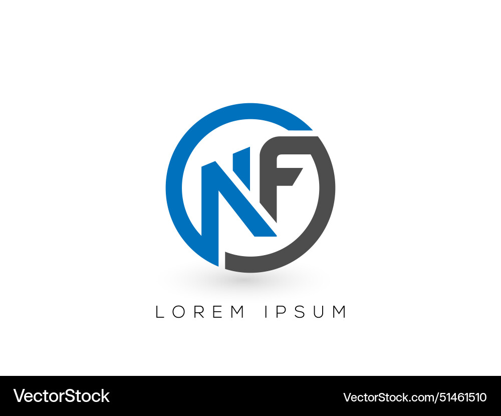 Nf letters initials monogram logo design template Vector Image
