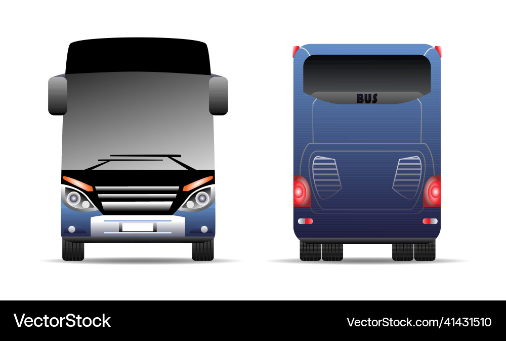 Realistic travel bus front back top view Vector Image