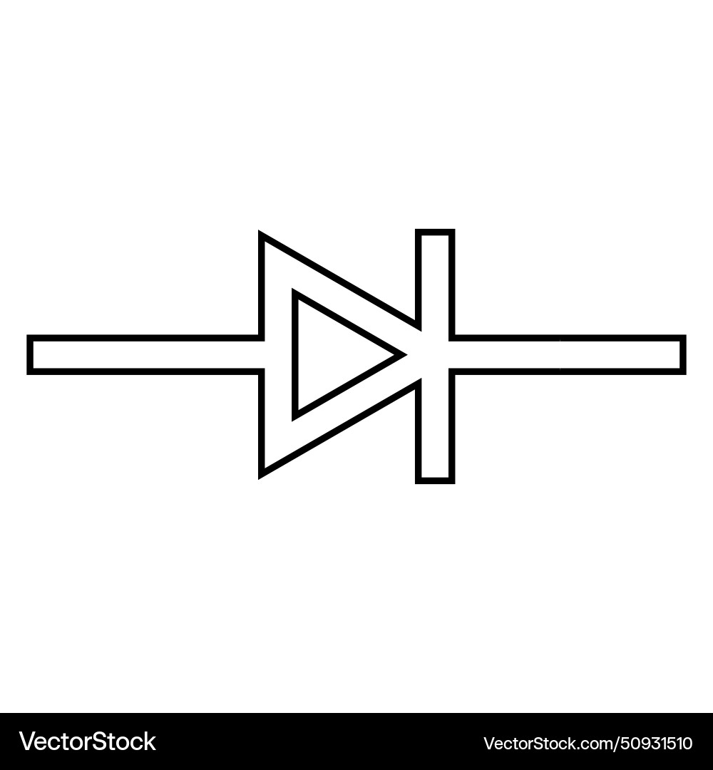 Schematic diode passes electric stream into one Vector Image