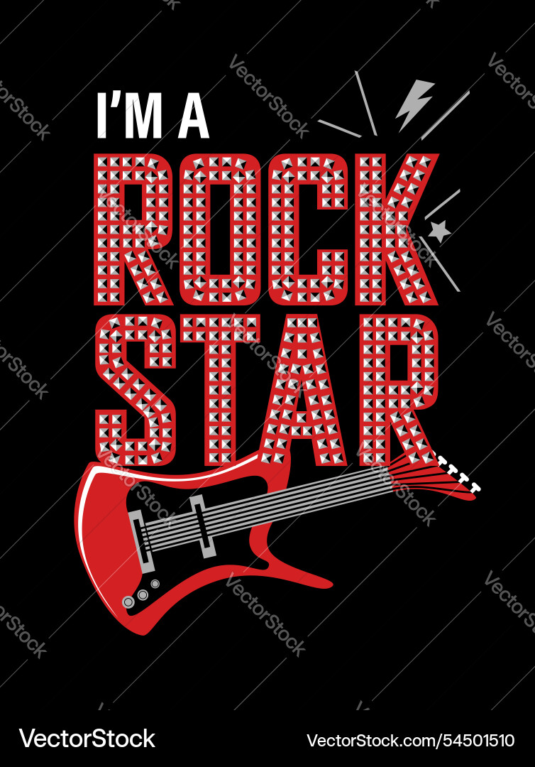 Slogan rock star from rivets with guitar Vector Image