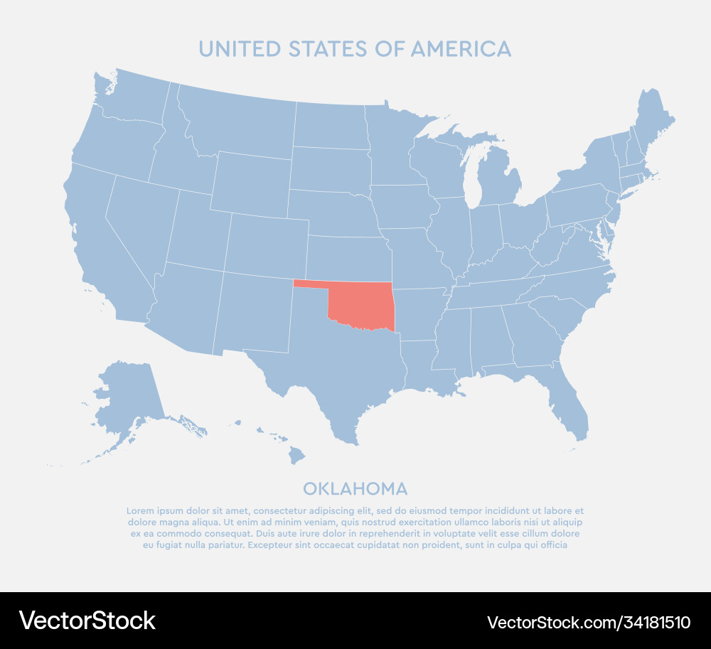United states america state oklahoma - map Vector Image