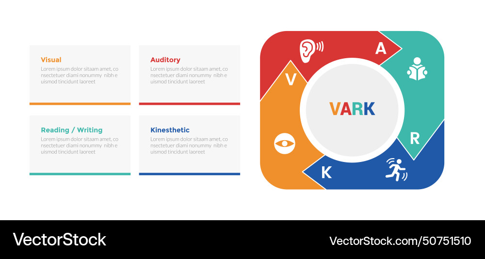 Vark learning styles infographics template Vector Image