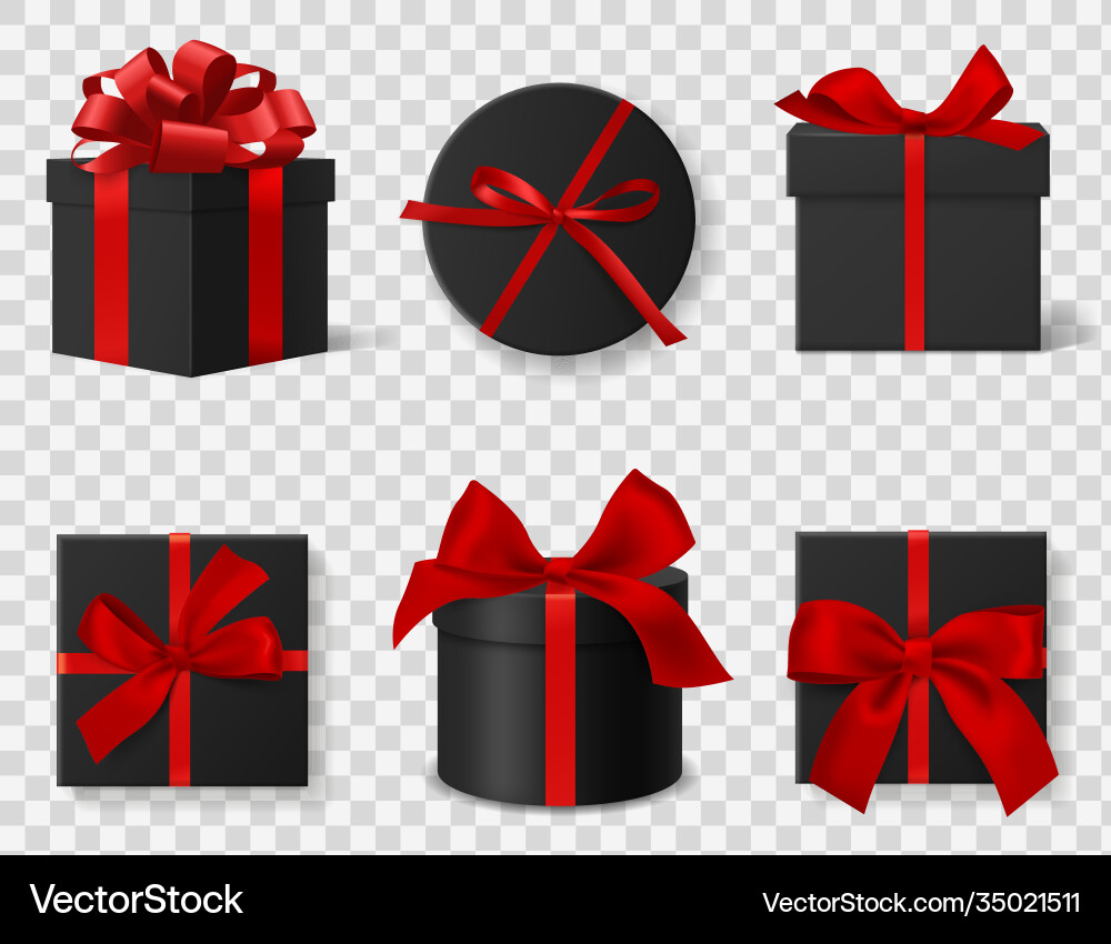 Black gift box realistic 3d dark cardboard Vector Image
