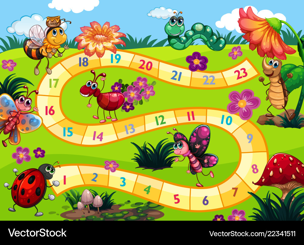 Board game with insect theme Royalty Free Vector Image