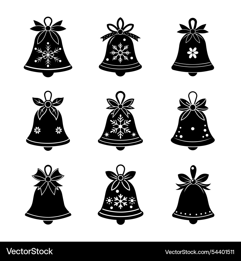 Christmas bell silhouette icon Royalty Free Vector Image