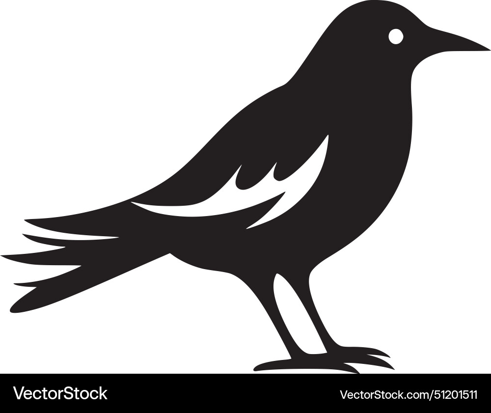 Crow - minimalist and flat logo Royalty Free Vector Image