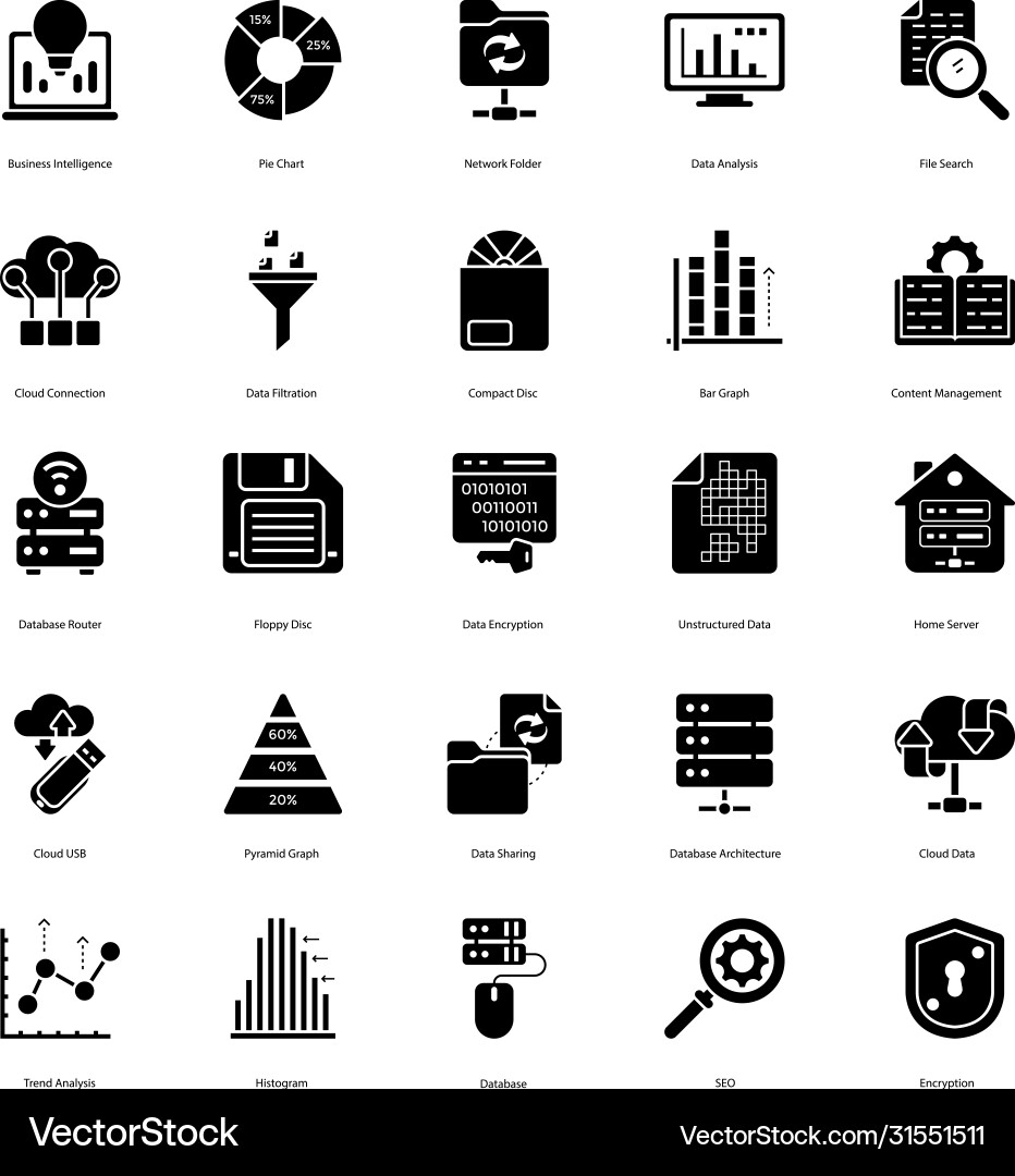 Data analytics icons pack Royalty Free Vector Image