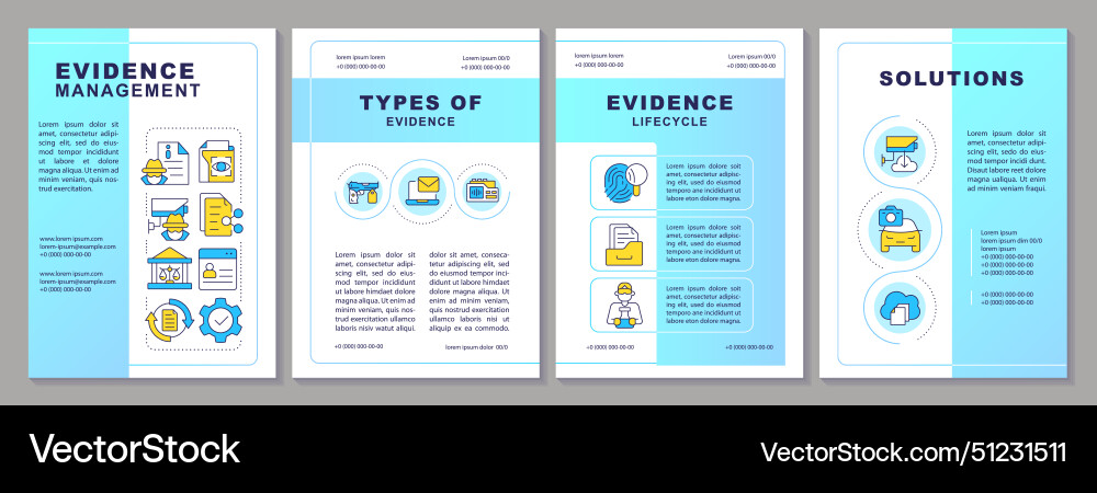 Evidence management brochure template Royalty Free Vector
