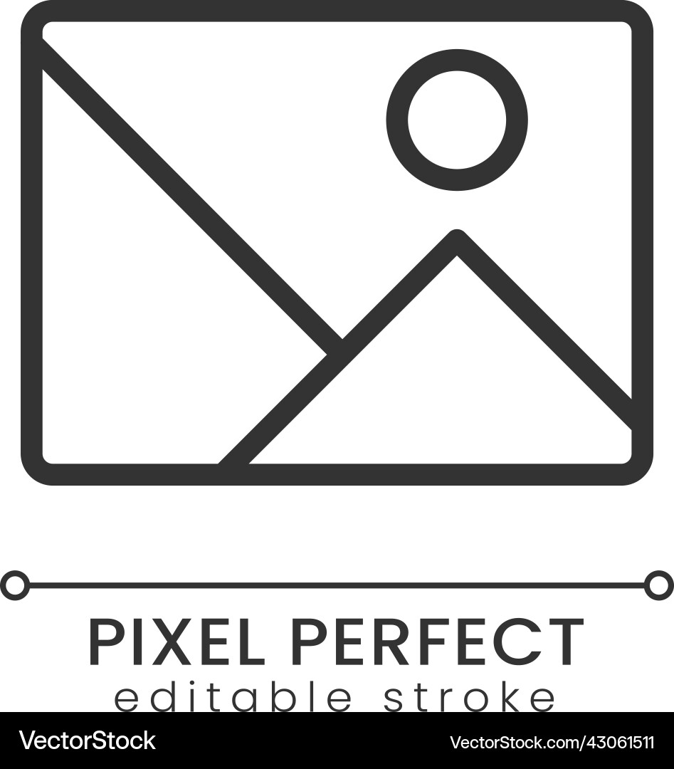 Gallery button pixel perfect linear icon Vector Image