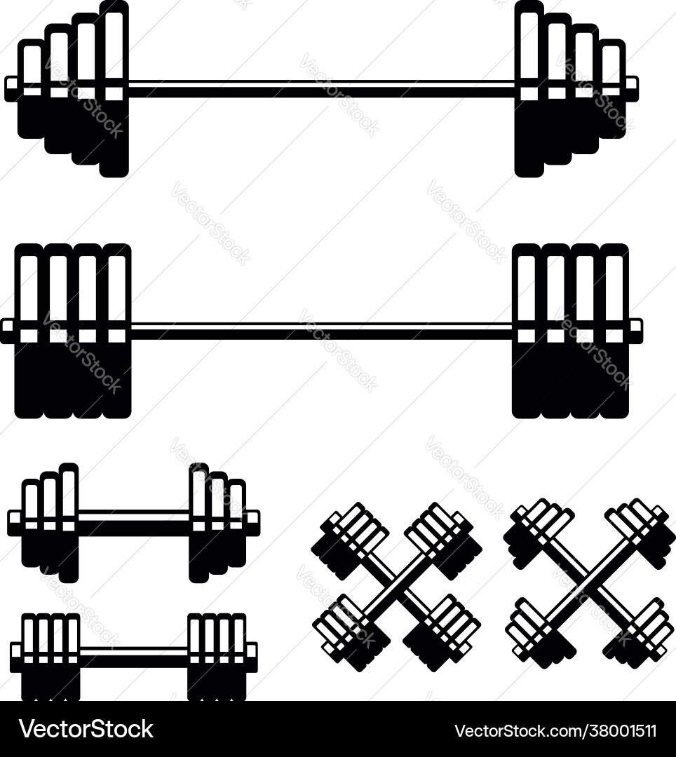 Set barbell and dumbbells isolated on white Vector Image
