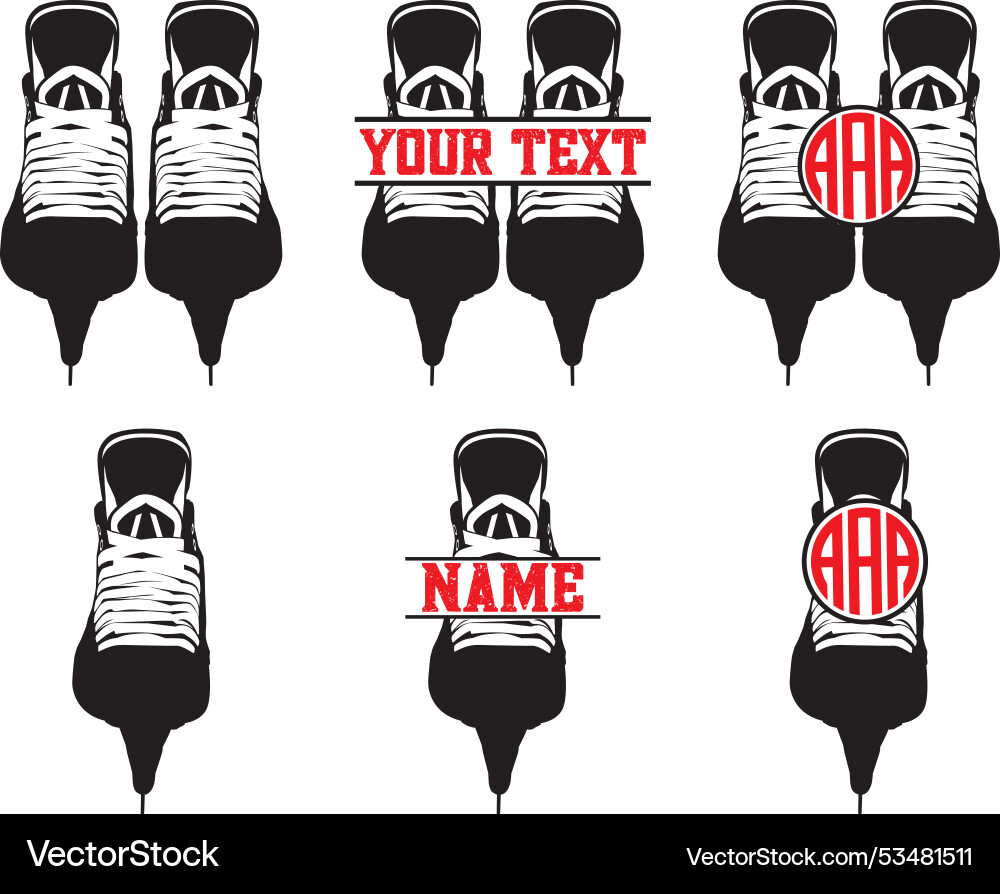 Split hockey ice skates monogram skate Royalty Free Vector