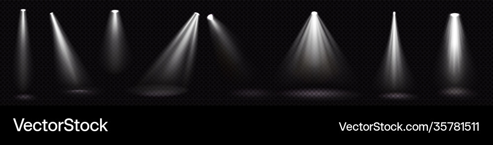 Stage lights white spotlight beams glow elements Vector Image