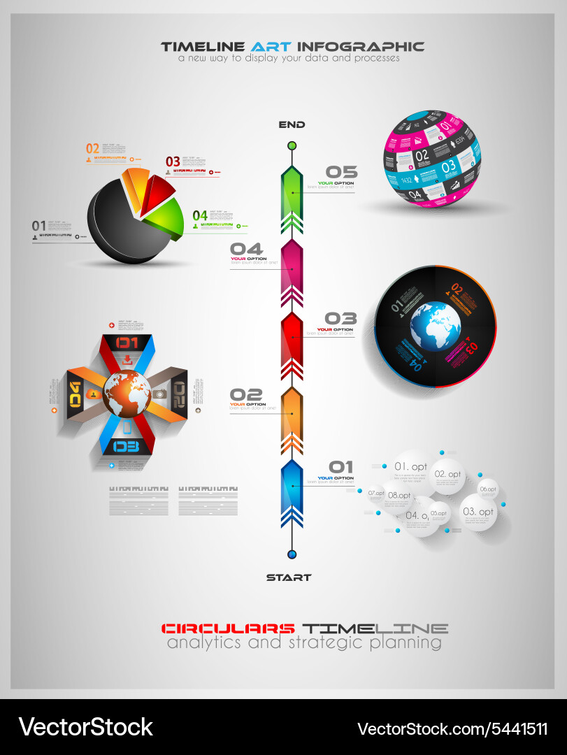 Timeline with infographics design elements Vector Image