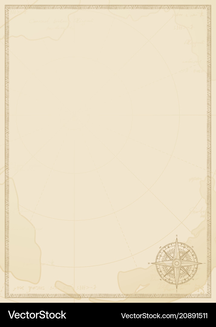 Vintage Map with Wind Rose Royalty Free Vector Image