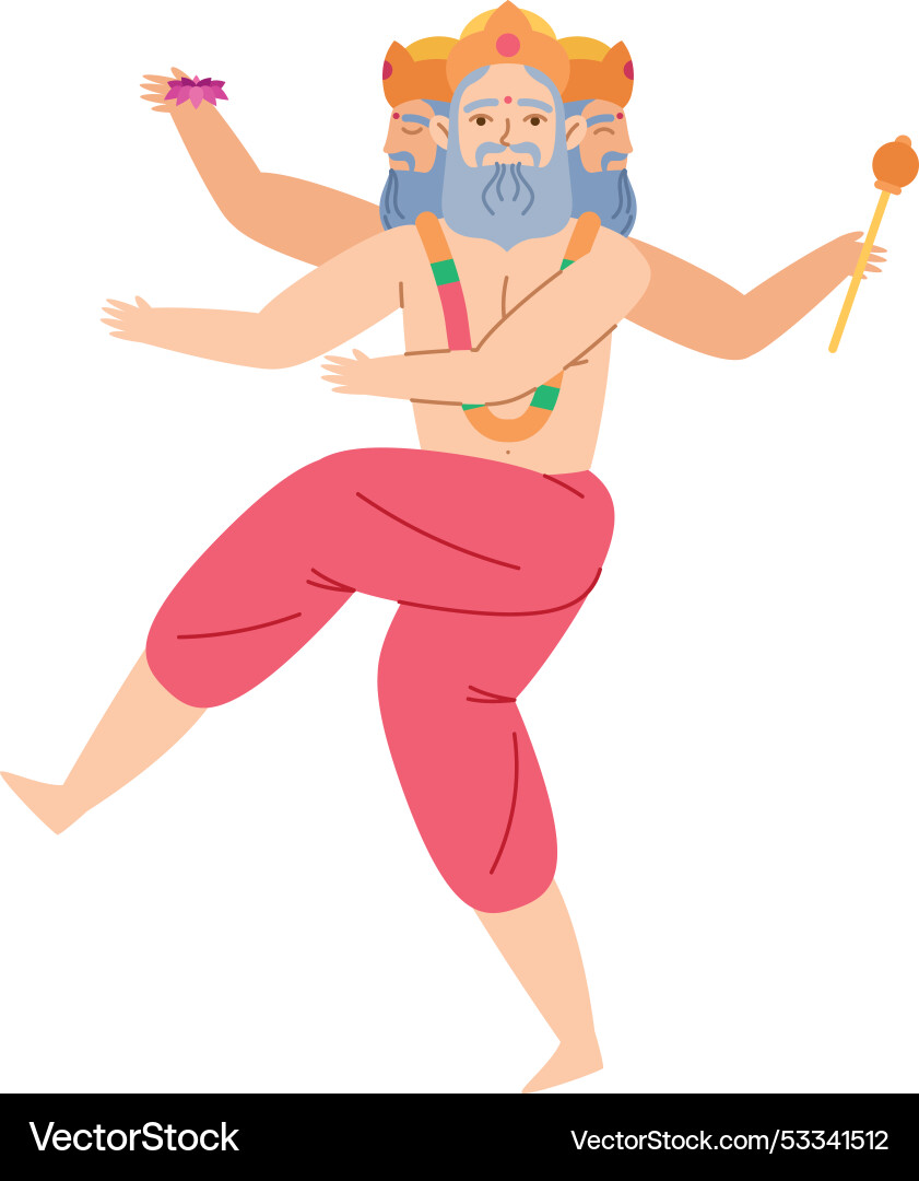 Ancient indian hindu god brahma Royalty Free Vector Image