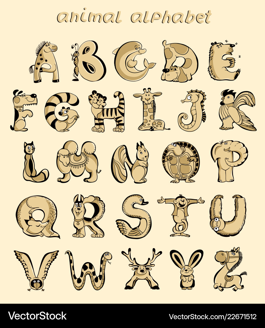 Animal alphabet Royalty Free Vector Image - VectorStock