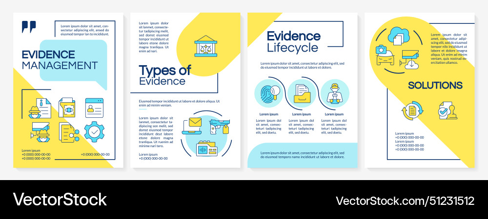 Evidence organization blue and yellow brochure Vector Image