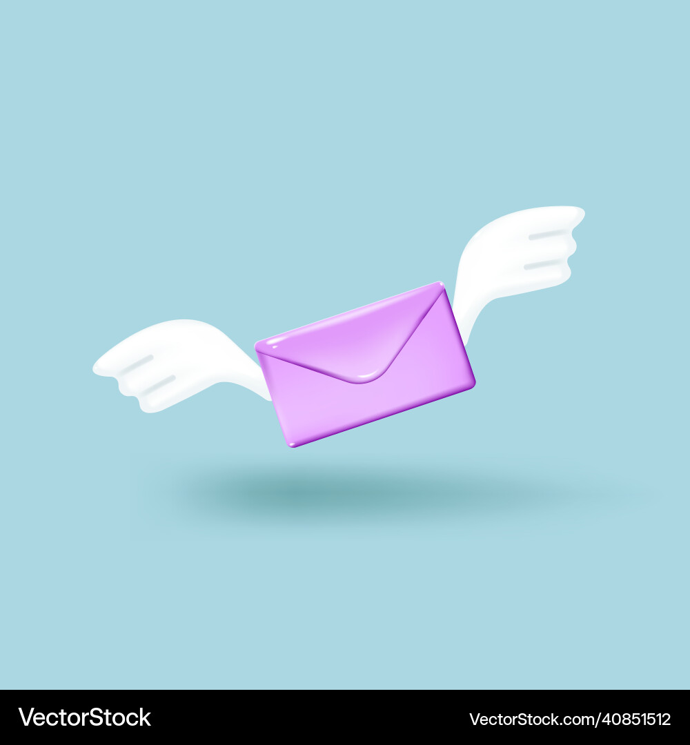 Flying envelope with wings 3d style Royalty Free Vector